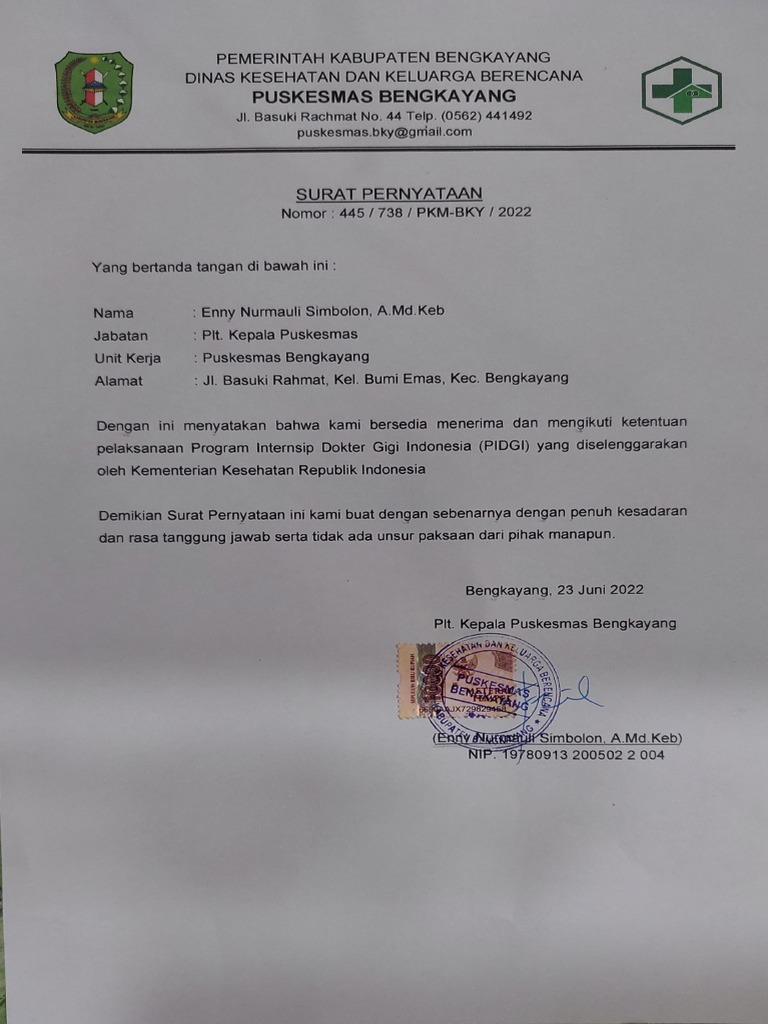 Surat Pernyataan PIDGI | PDF
