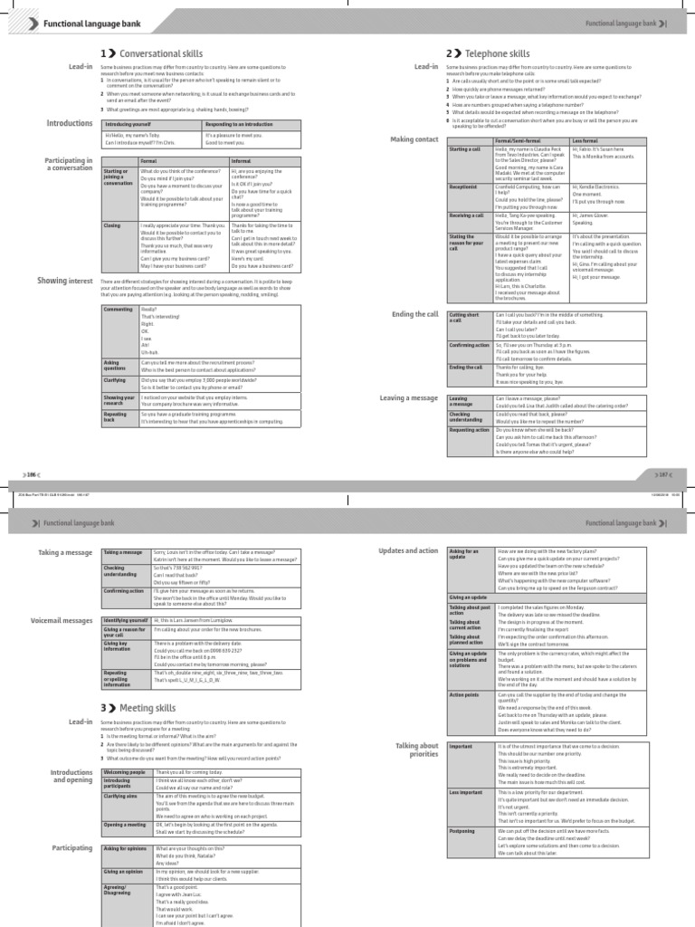 Business Conversation Skills Guide | PDF | Brainstorming