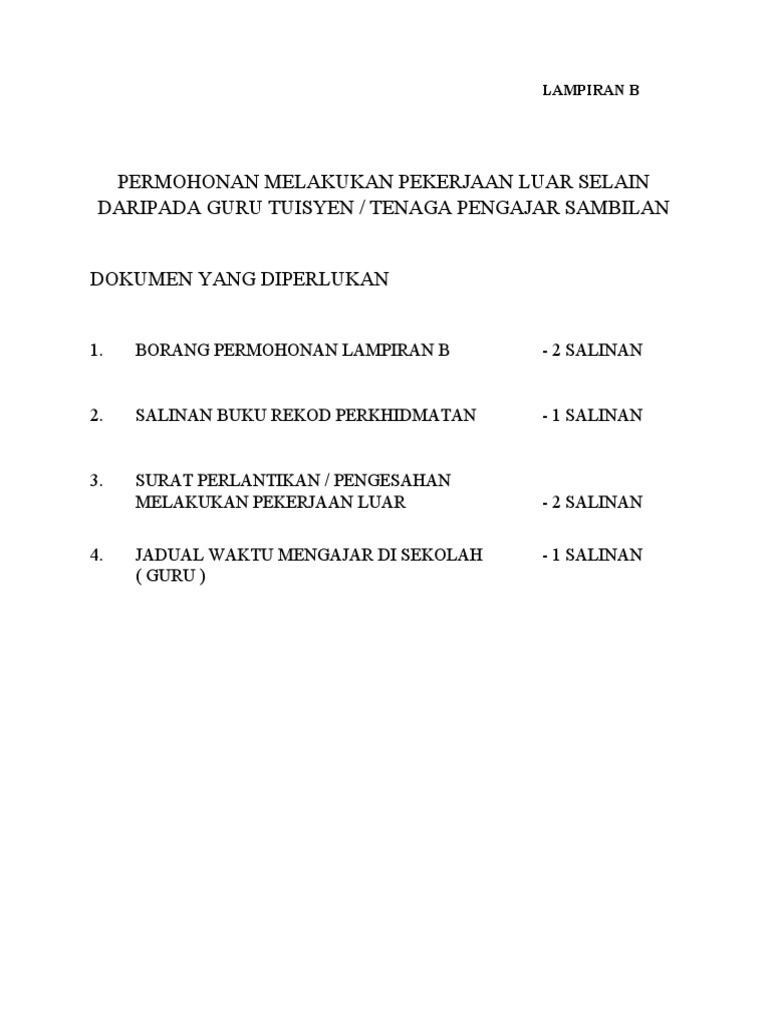 Permohonan Pekerjaan Luar (Lain-Lain) | PDF | Karier & Perkembangan