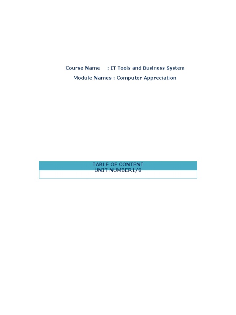 IT Tools and Business System - Module 1 | PDF | Computer Data Storage | Input/Output