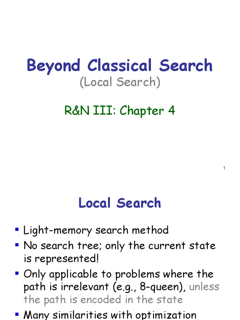 Chapter4 Beyond Classical Search | PDF | Theoretical Computer Science ...