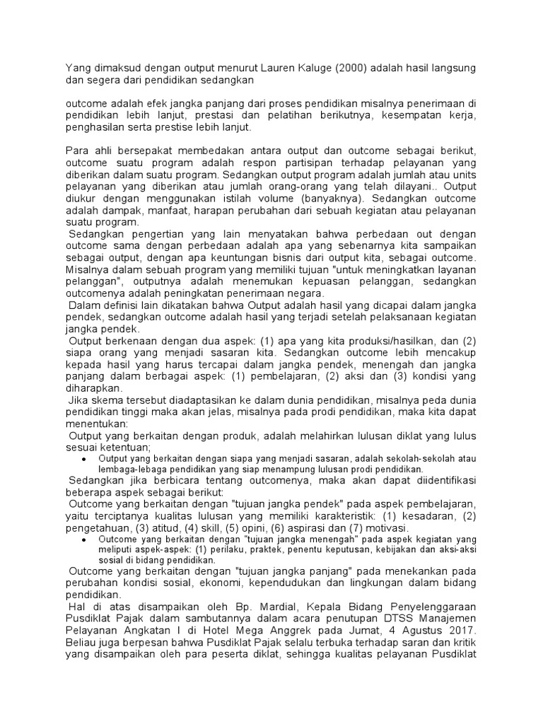 Perbedaan Output dan Outcome dalam Pendidikan | PDF | Bisnis