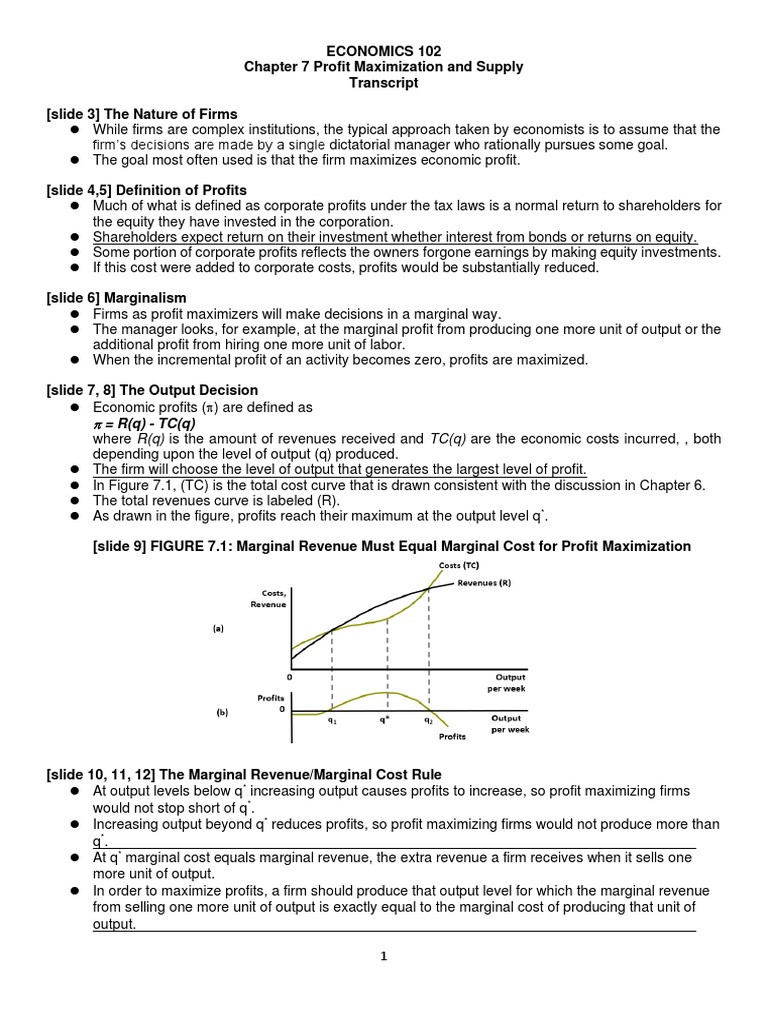 Econ 102 - Chapter 7 | PDF | Profit (Economics) | Marginal Cost