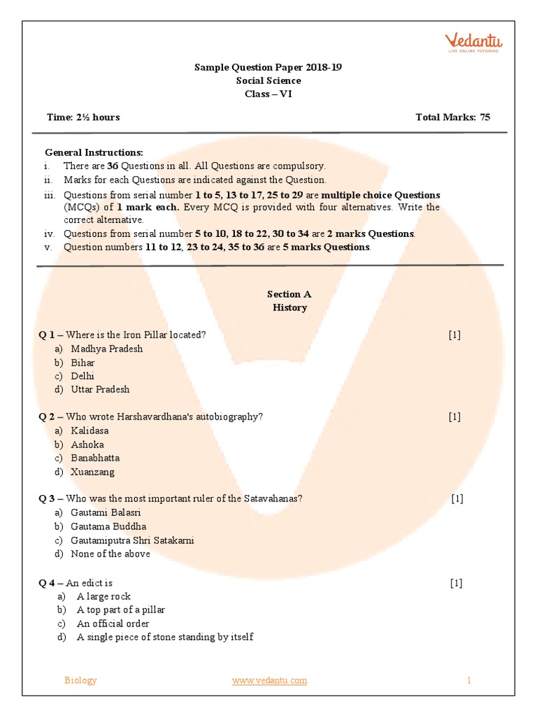 CBSE Class 6 Social Science Paper 1 | PDF | Noble Eightfold Path | Monsoon