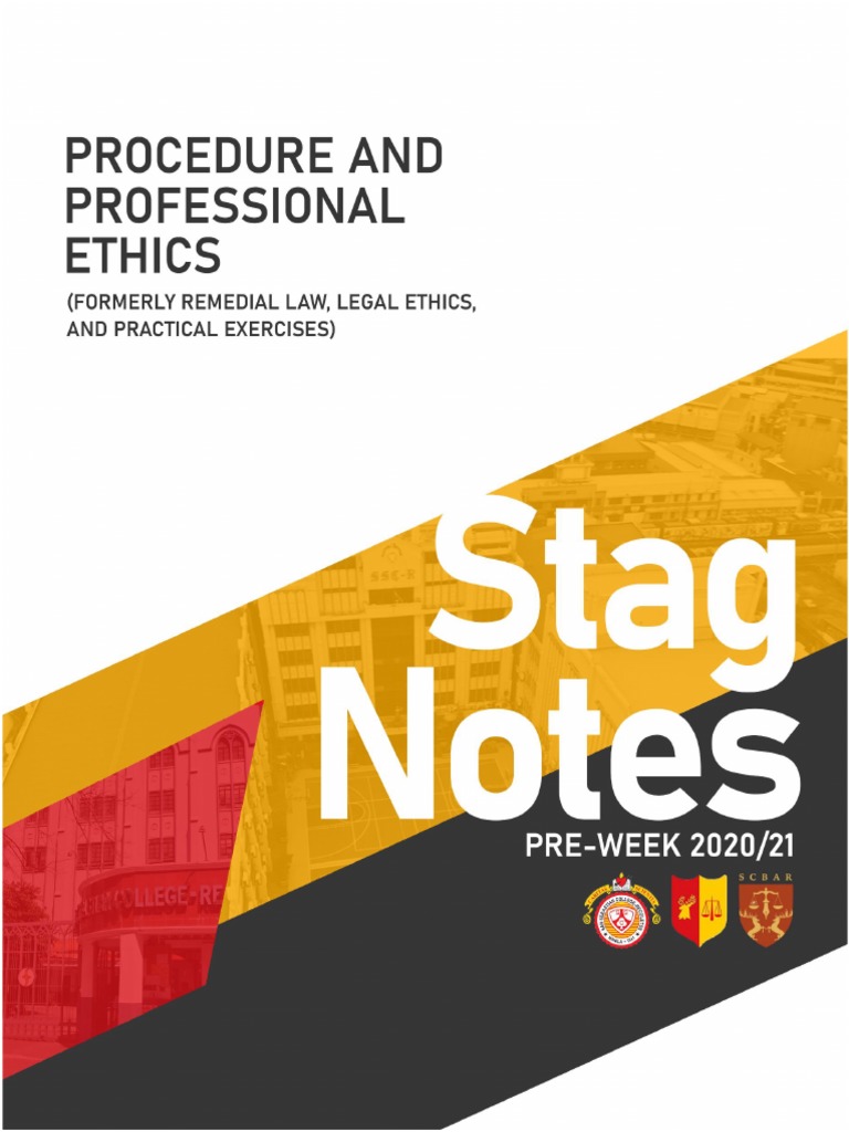 Stag Notes - Procedure and Professional Ethics | PDF | Pleading | Lawsuit