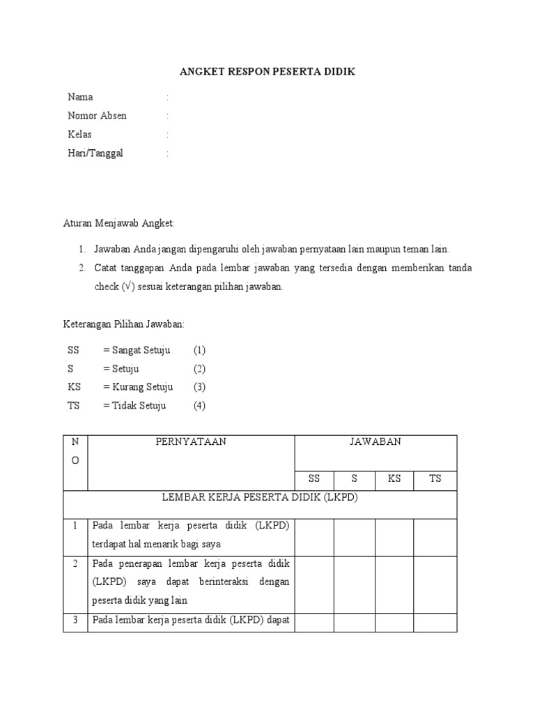 Angket Literasi Sains Peserta Didik | PDF Angket Literasi Sains Peserta Didik | PDF