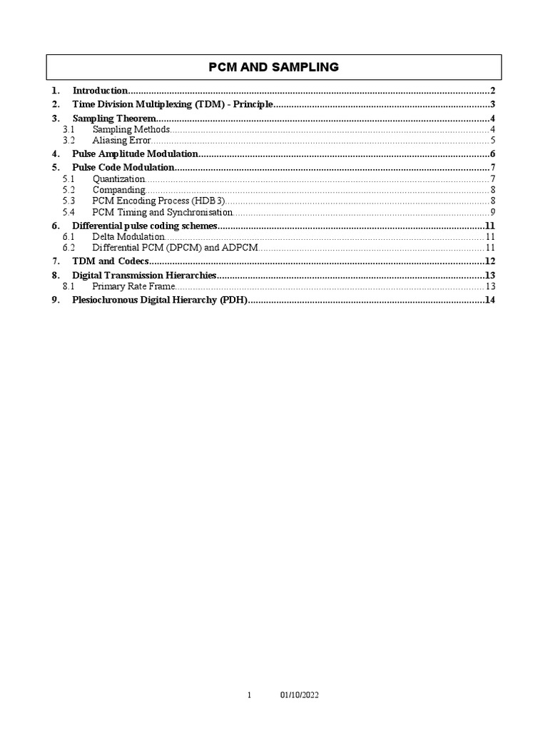 COMM1208 Unit6 PCM Sampling | PDF | Sampling (Signal Processing ...