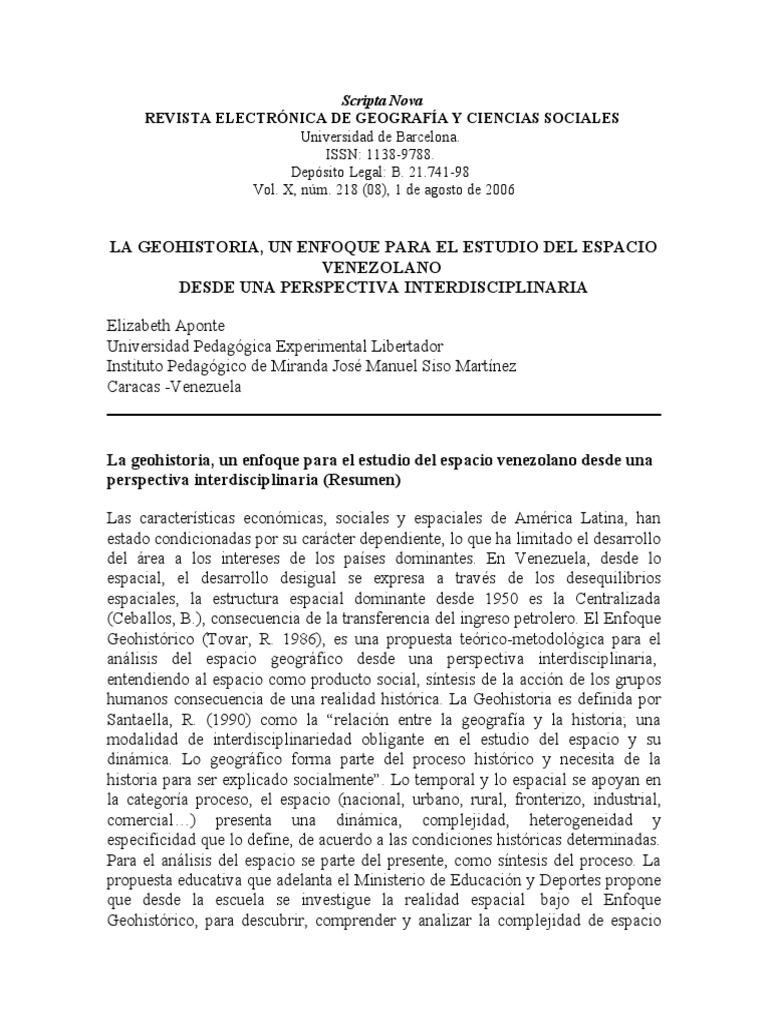 Geohistoria del Espacio Venezolano | PDF | Venezuela | Método de enseñanza