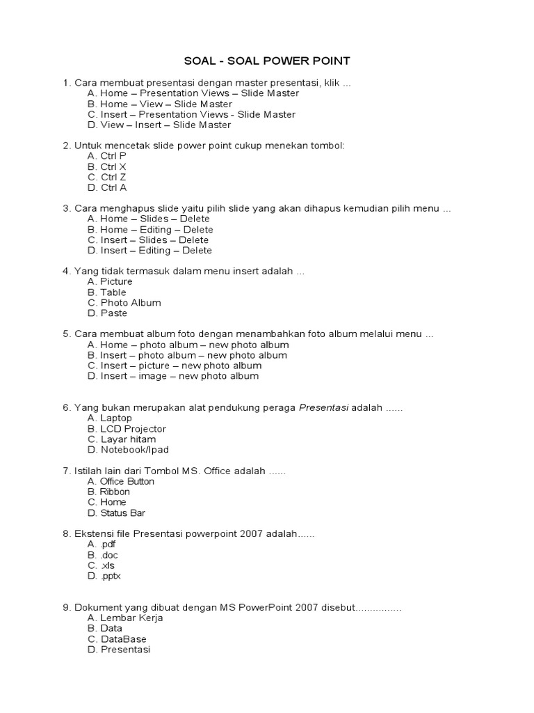 SOAL Power Point2 | PDF