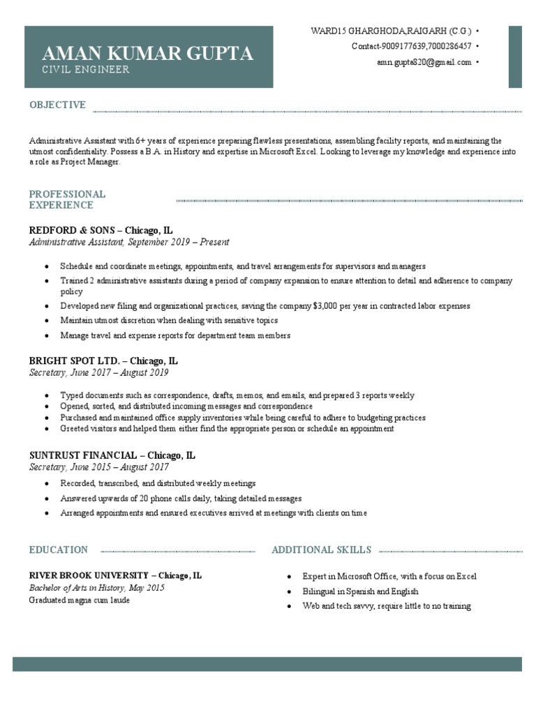 Administrative Assistant Resume Guide | PDF