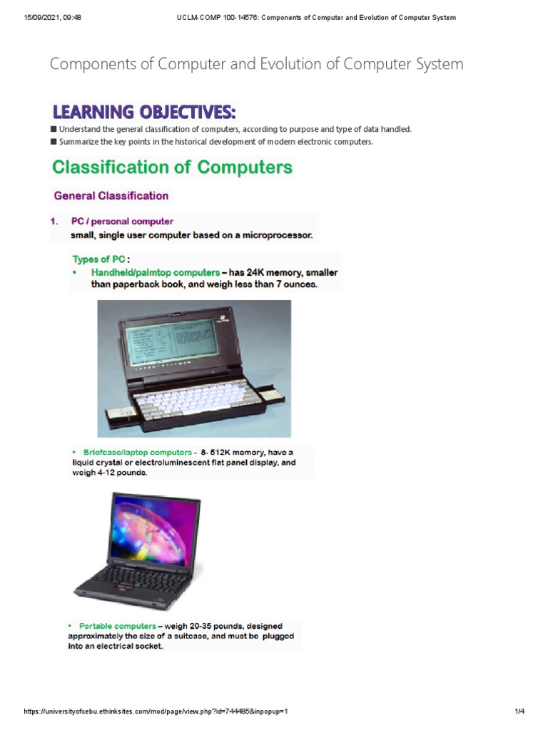 UCLM-COMP 100-14576 - Components of Computer and Evolution of Computer System | PDF | Computing ...