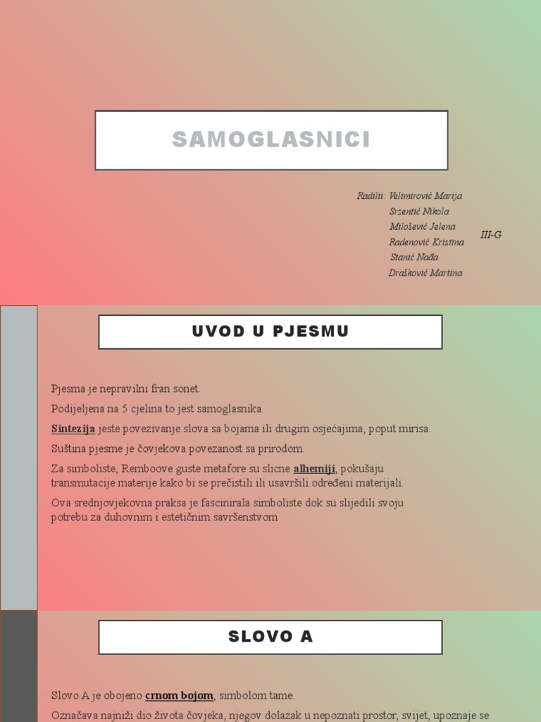 Samoglasnici Artur Rembo | PDF
