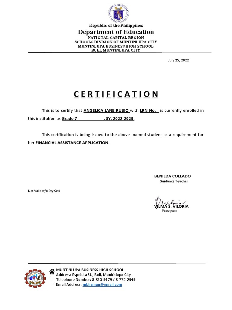 UPDATED Enrolment Certificate 2 | PDF | Telecommunications | Computer Science