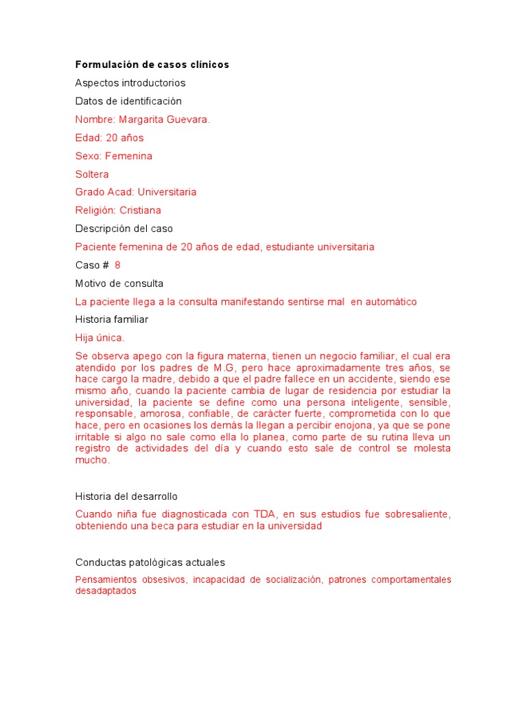 Caso Clínico: TOC en Paciente Universitaria | PDF