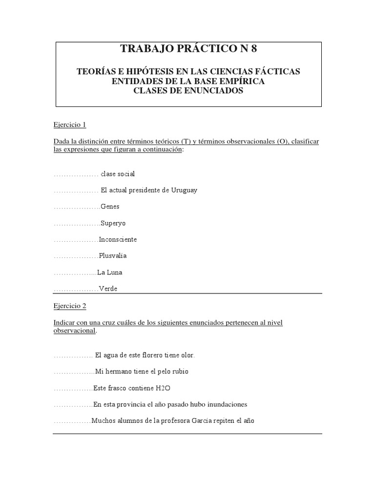 Trabajo Practico N 8 | PDF | Teoría | Science