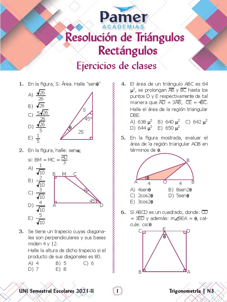 Trigonometría - Sem 3 | Descargar gratis PDF | Triángulo | Geometría ... Trigonometría - Sem 3 | Descargar gratis PDF | Triángulo | Geometría ...