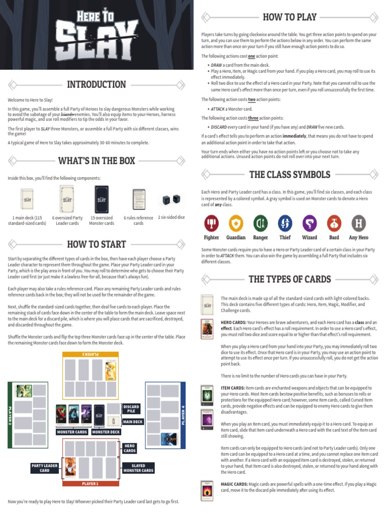 Here To Slay Rules | PDF | Playing Cards | Tabletop Games