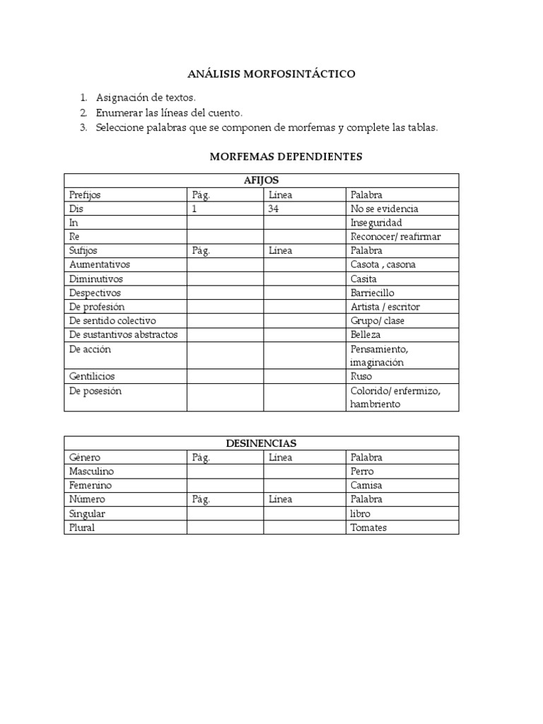 Análisis Morfosintáctico Con Ejemplos | PDF | Palabra | Sustantivo
