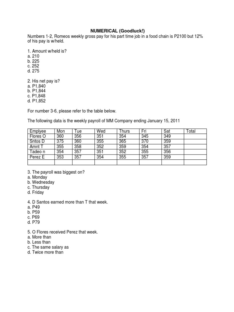 NUMERICAL Reviewer | PDF