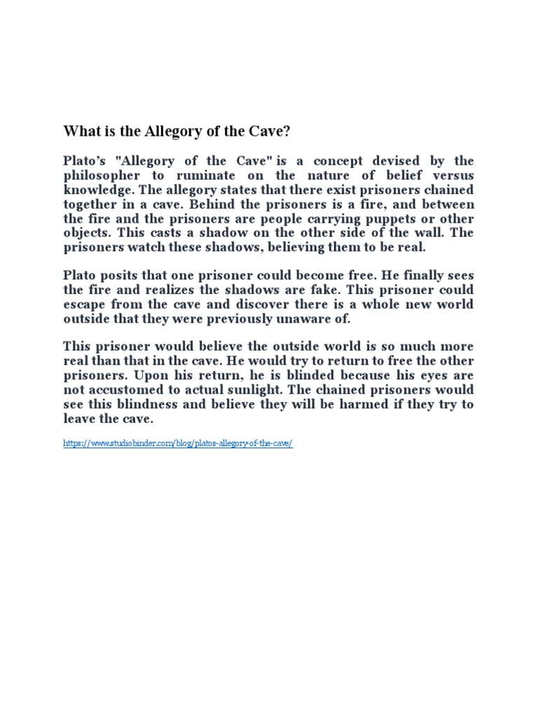 The Allegory of The Cave Activity | PDF | Epistemology | Philosophical ...