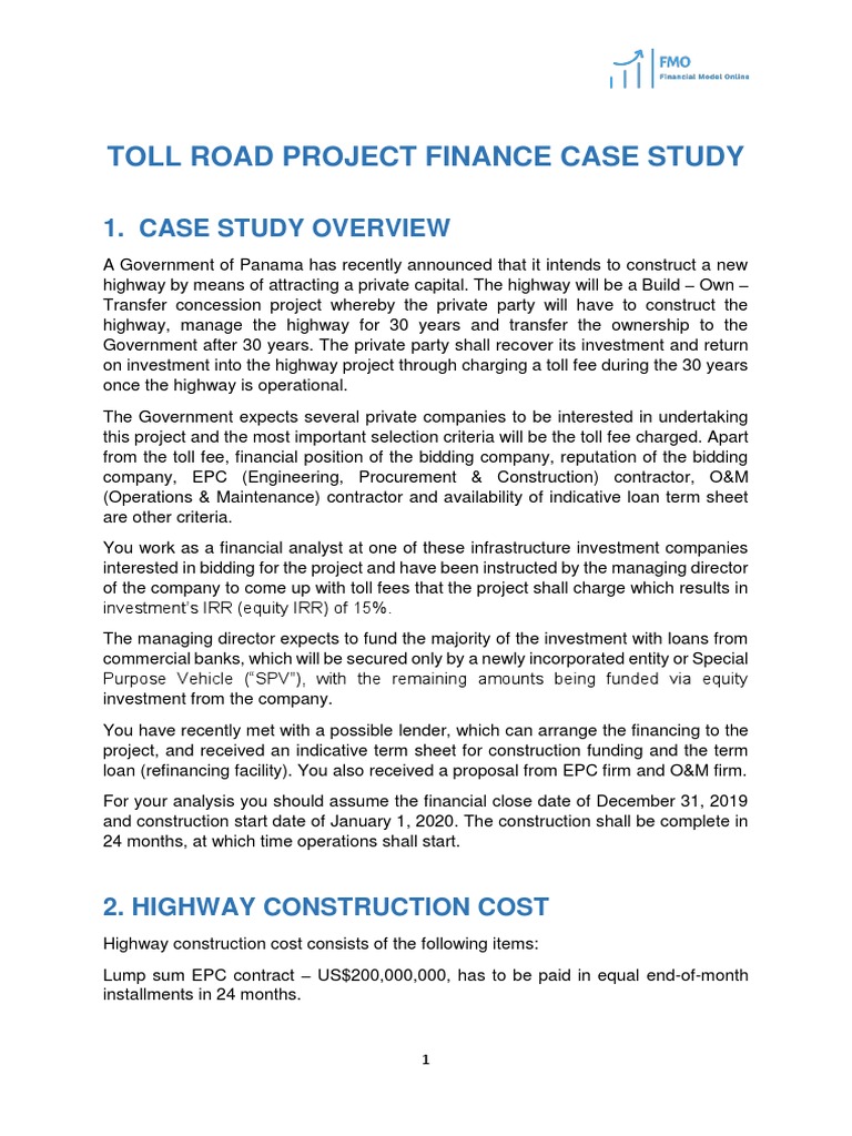 Toll Road Project Case Study | PDF | Debt | Loans