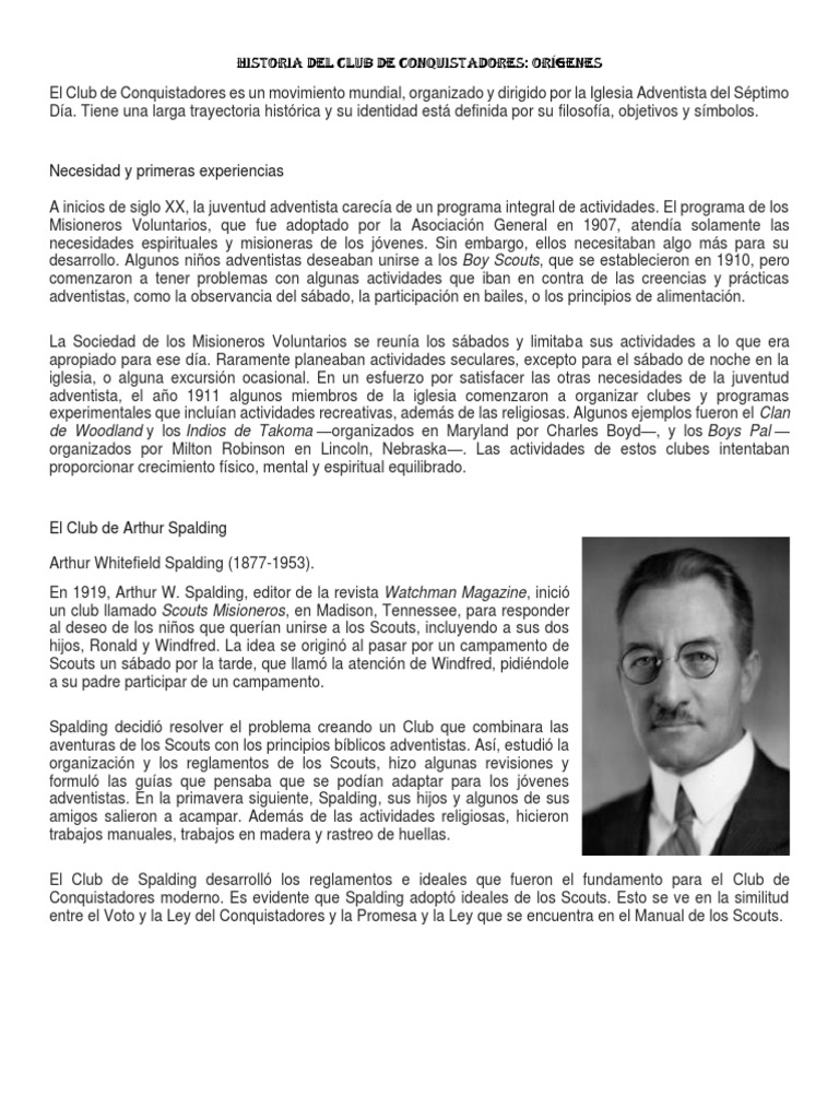 Historia Del Club de Conquistadores | PDF | Exploración | Iglesia ...