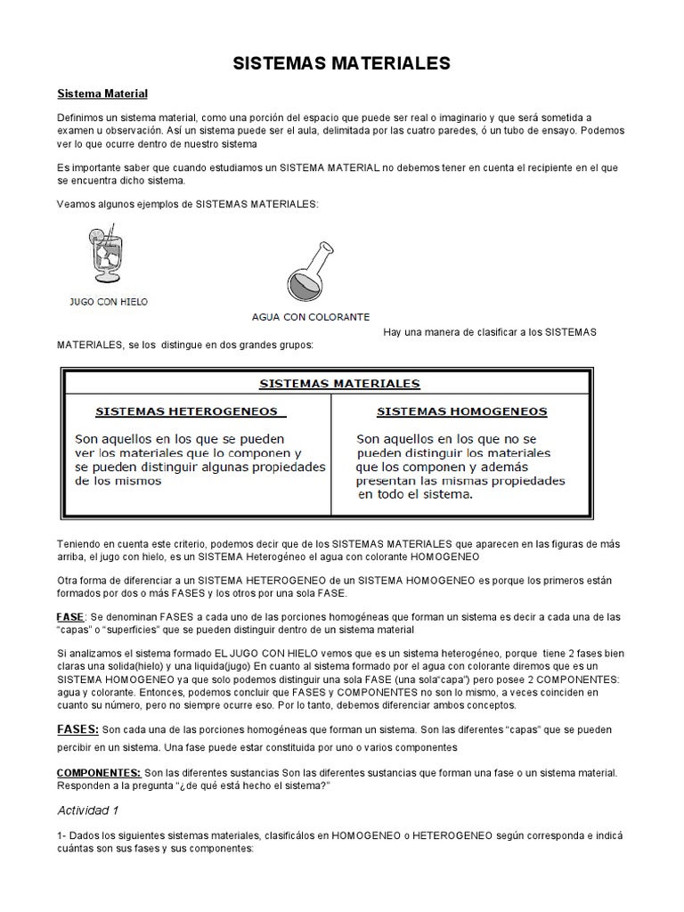 Clasificación de Sistemas Materiales | PDF | Solvente | Fase (materia)