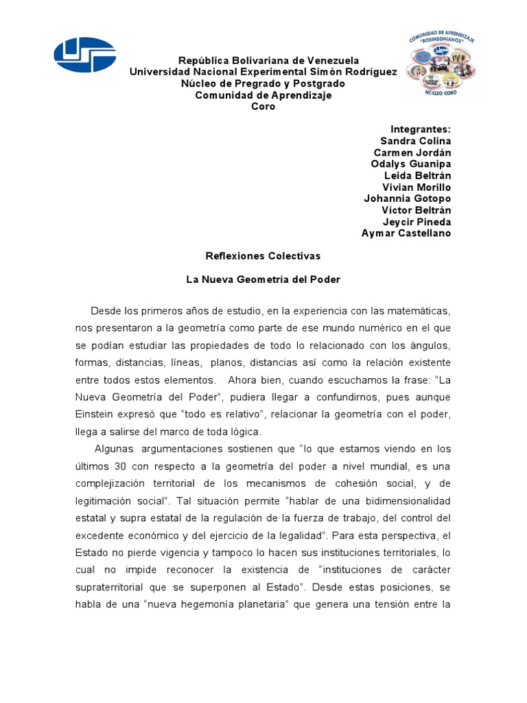 Reflexión Grupal Geometría Del Poder | PDF | Venezuela | Democracia