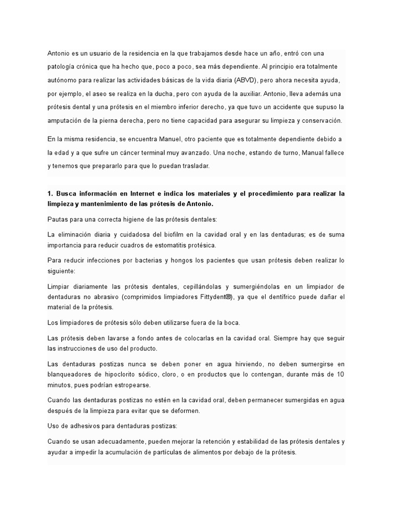 Actividad 4 - Caso Práctico. | PDF | Dentadura postiza | Odontología