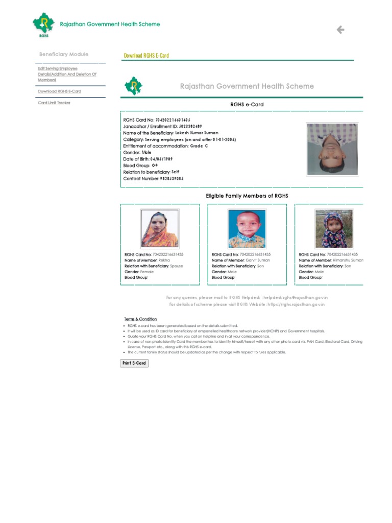 Rajasthan Government Health Scheme | PDF | Identity Document | Government