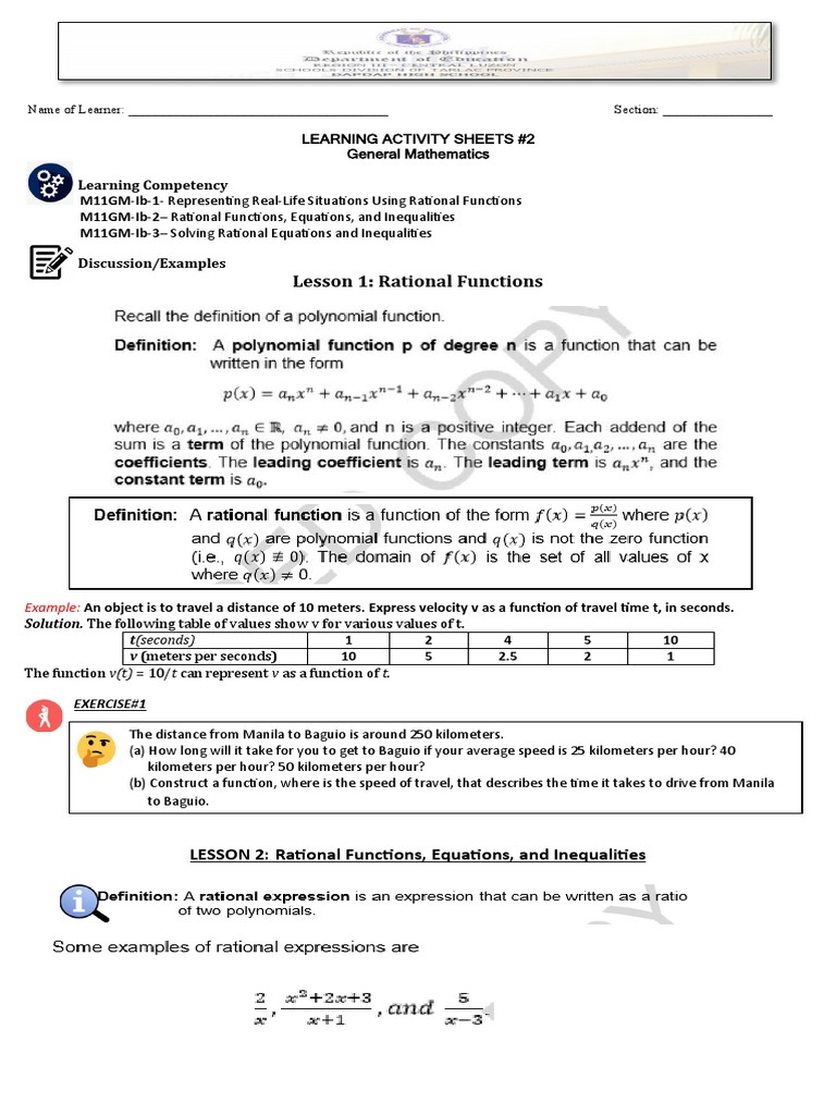 Rational Functions, Equations, and Inequalities: A Learning Activity ...