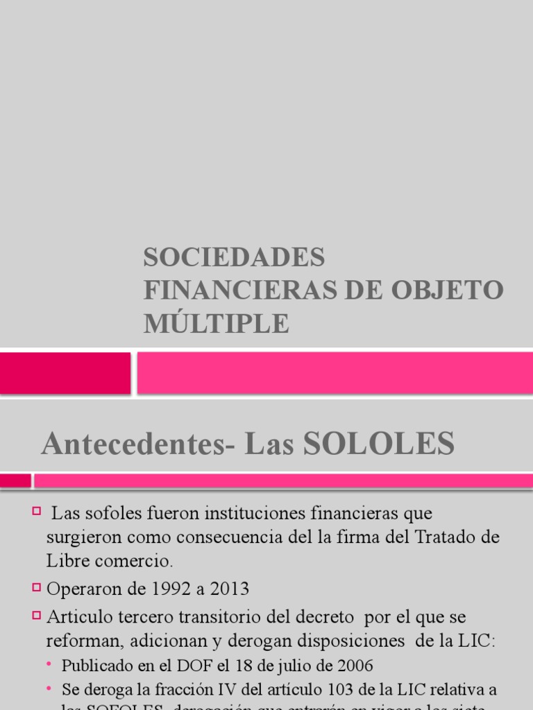 Unidad Ix. Sofoles - Sofomes | PDF | Bancos | Dinero