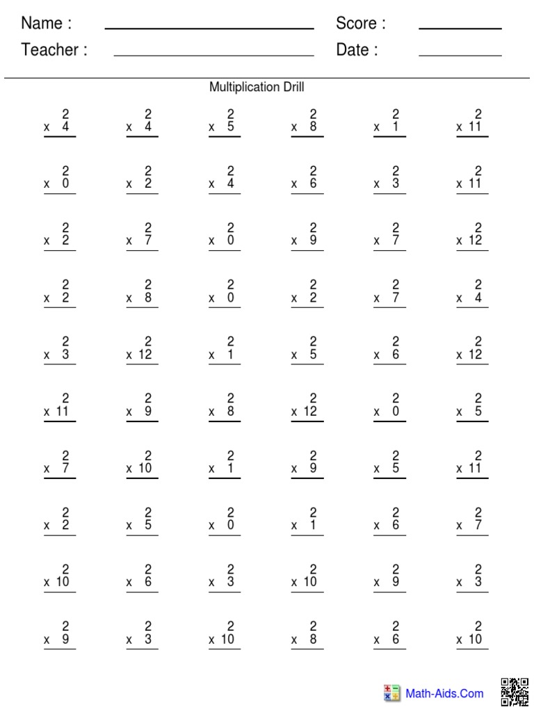 Multiplication Drill Worksheets | PDF