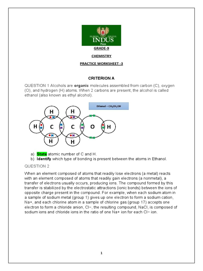 Grade 9 Chemistry Compounds Worksheet | PDF | Ion | Chemical Compounds