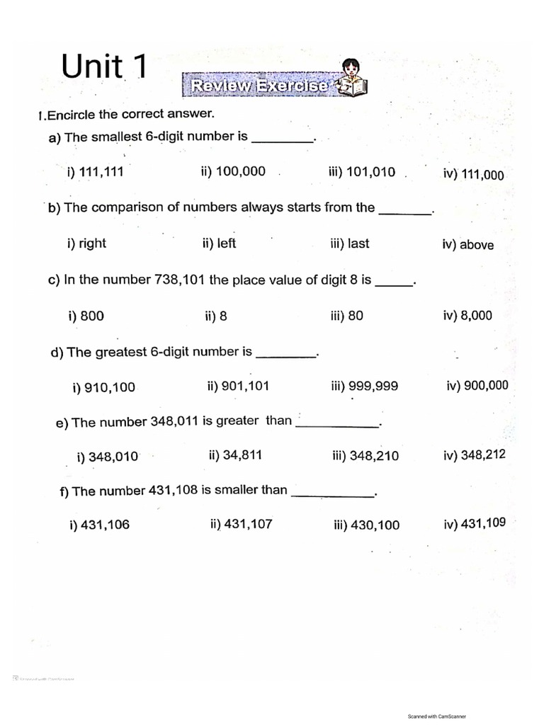 Class IV Mathematics MCQs Worksheet | PDF
