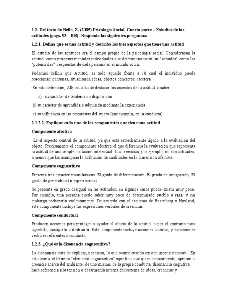 Definición y Componentes de Actitudes | PDF | Actitud (psicología ...