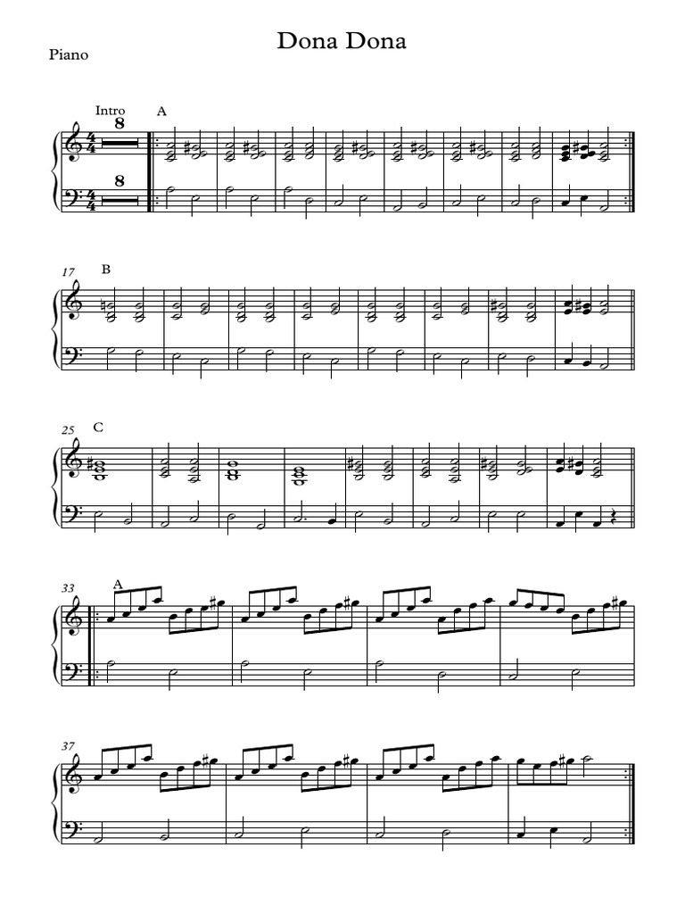 Dona Dona - Piano | PDF