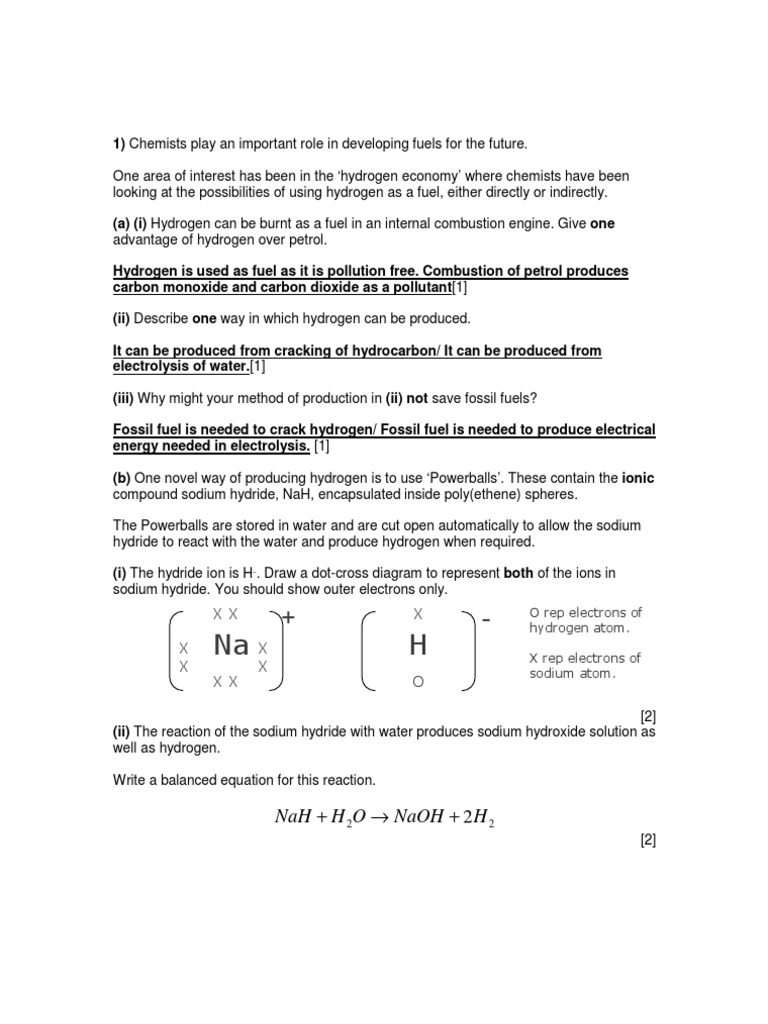 Hydrogen Fuel Production and Chemistry | PDF | Hydrogen | Redox
