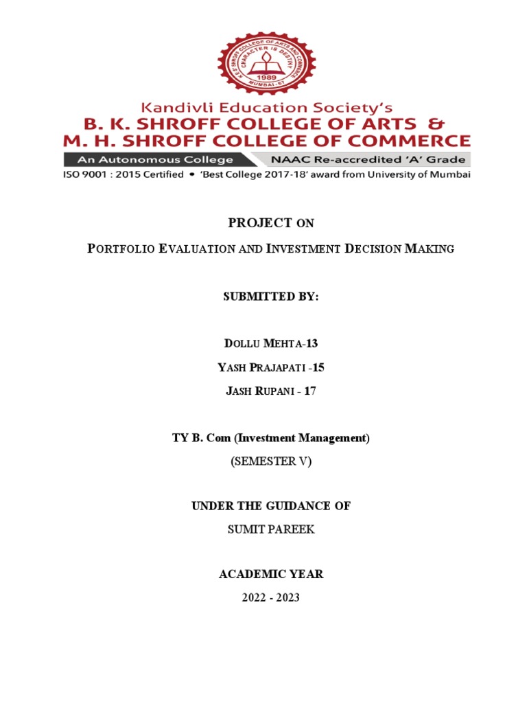 Portfolio Evaluation and Investment Decision Making | PDF | Investment Fund | Investing