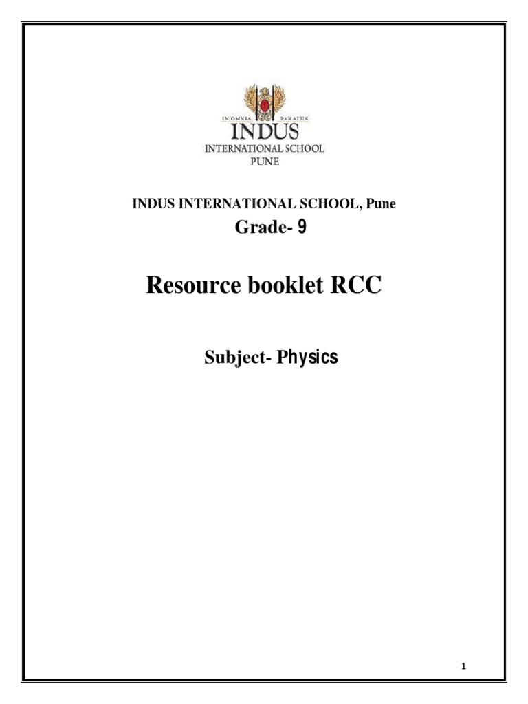 Physics RCC Resource Booklet MYP 4 | PDF | Validity (Statistics ...