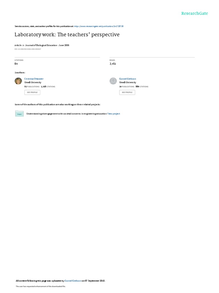 Ottander Grelsson Labwork | PDF | Educational Assessment | Teachers