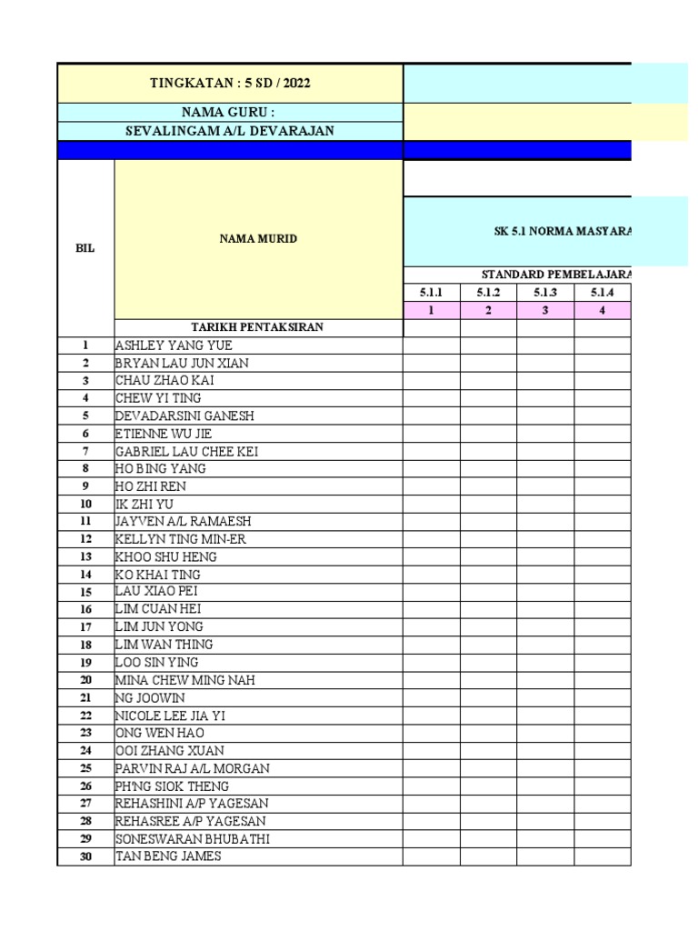 Ting 5 Rekod Semakan PBD Pendidikan Moral - 5SD | PDF