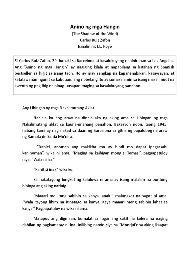Anino NG Mga Hangin | PDF