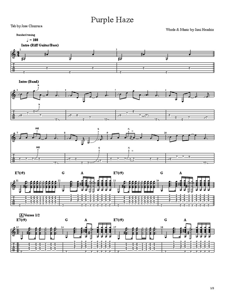 Purple Haze | PDF | Rock Songs | Rock Music