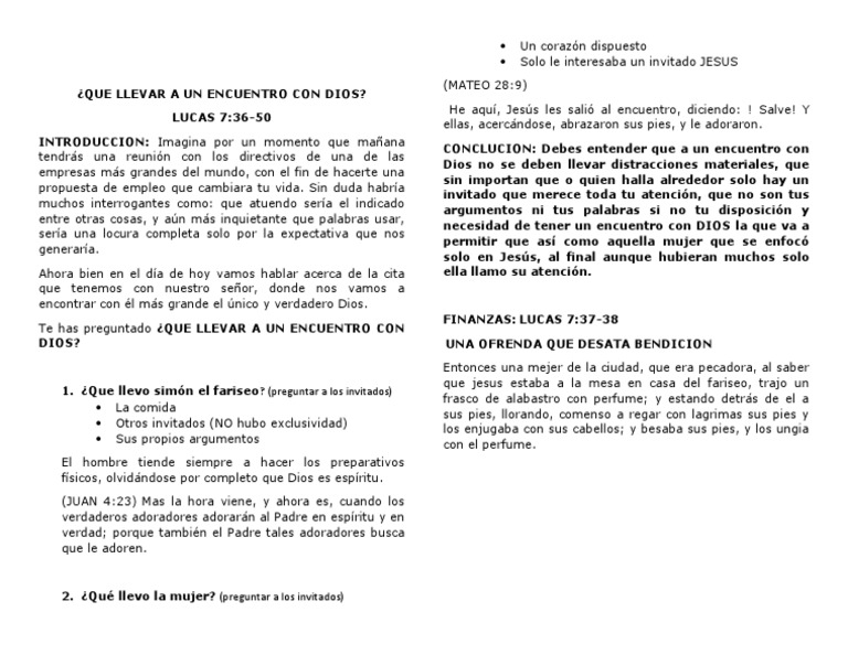 ¿Que Llevar A Un Encuentro Con Dios¿ | PDF