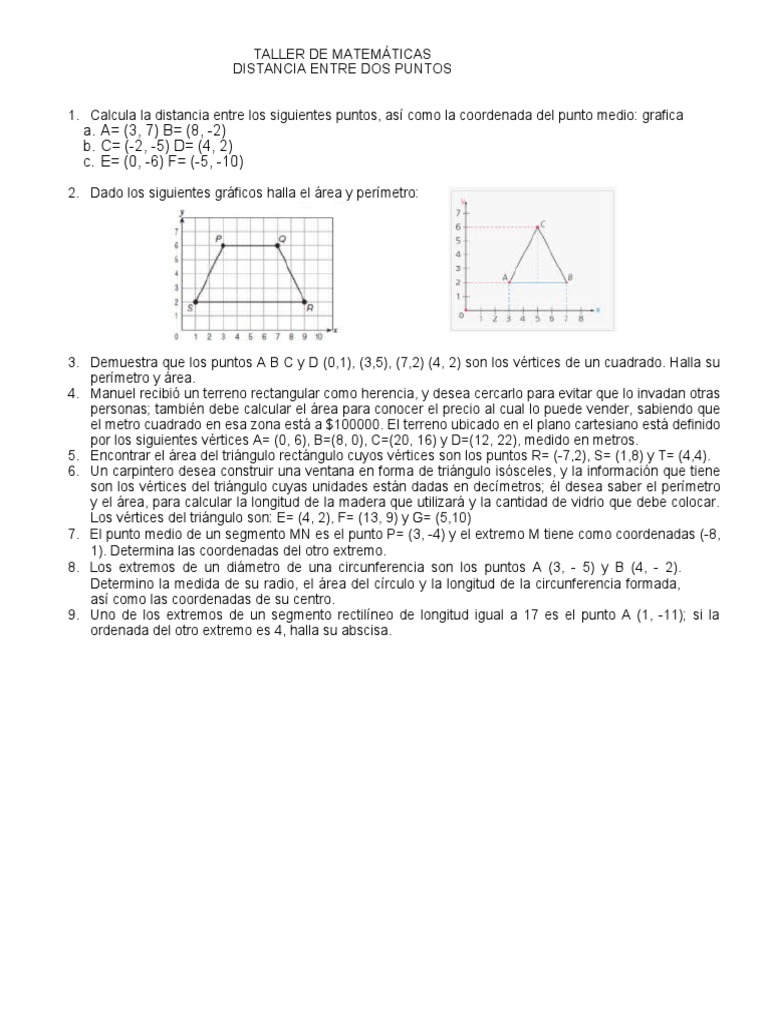 Distancia entre Puntos en Matemáticas | PDF | Triángulo | Longitud