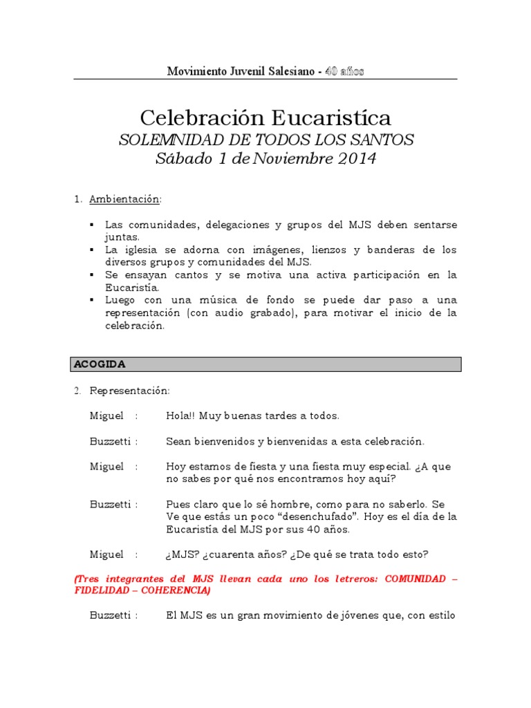 Misa 40 Años MJS | PDF | eucaristía | Misa (liturgia)