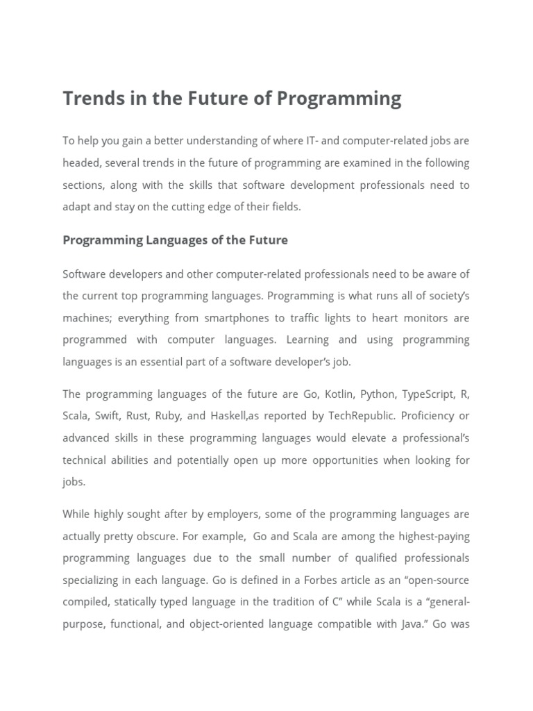 Trends in The Future of Programming | PDF | Artificial Intelligence ...