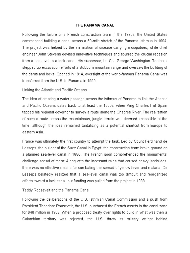 The Panama Canal | PDF | Panama Canal
