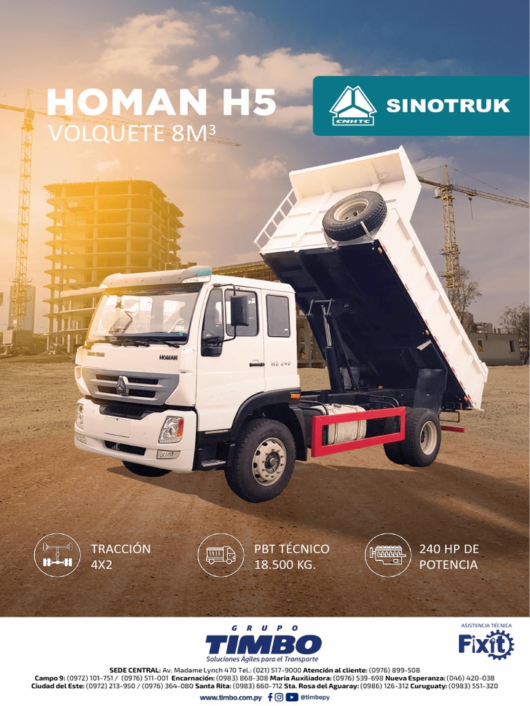 Homan h5 Volquete 8m3 | PDF | Eje | Tecnología de vehículos